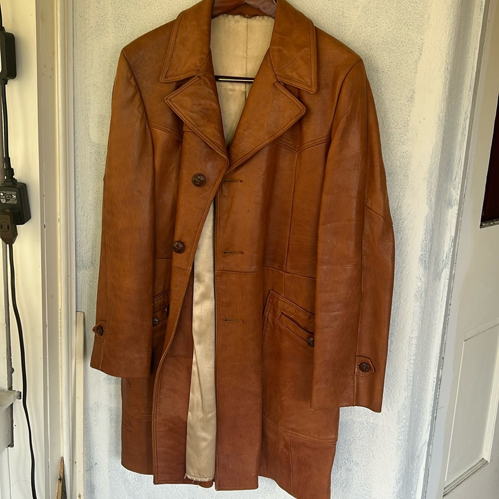 Camel Colored Vintage Leather Jacket - Gem